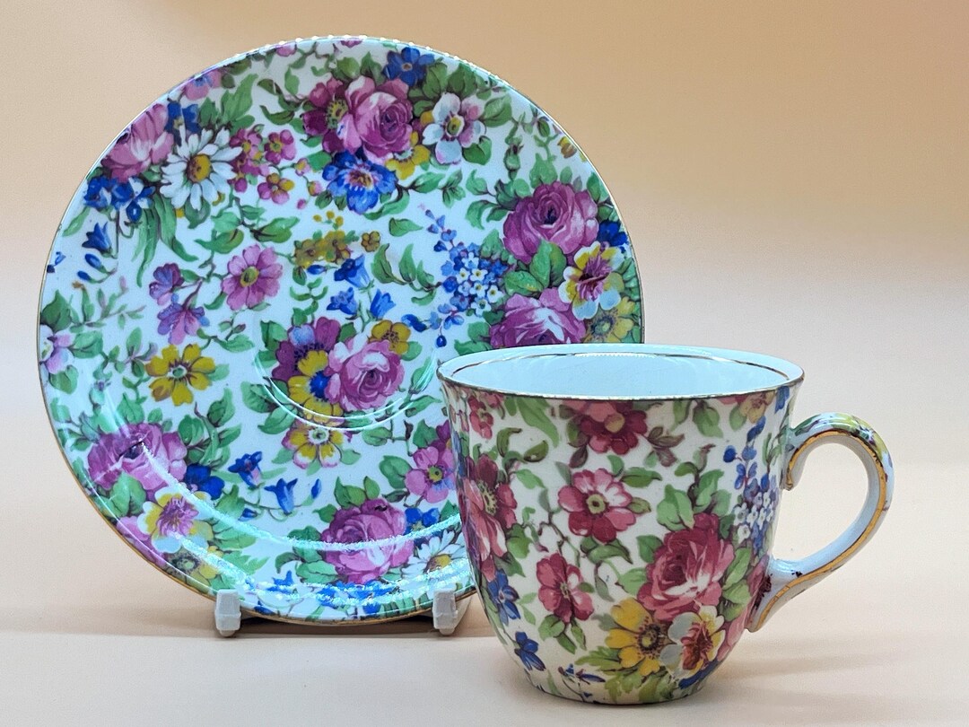 Royal Winton Pottery Summertime Floral Chintz Design Tea Cup & Saucer ...