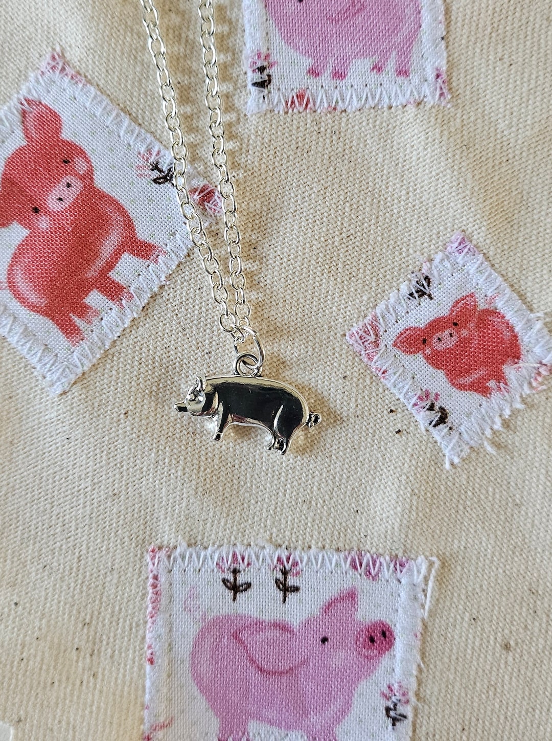 Cute Pig Necklace / Silver Pig Charm / I Love Pigs / 4-H / Farm Animal ...