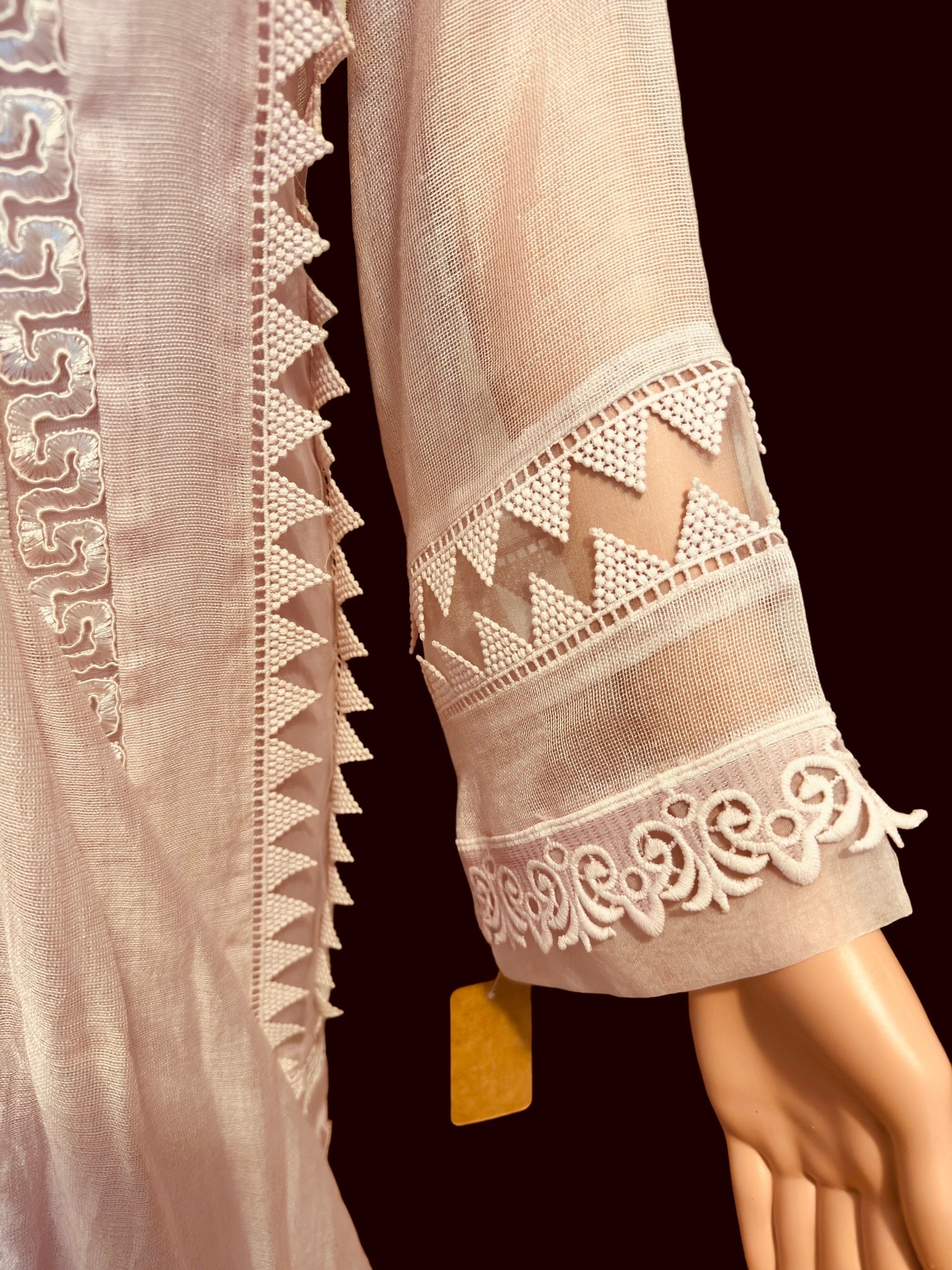 Simples Cotton Net Dress, Suit Embellished With Lace, Semi-formal Wear ...