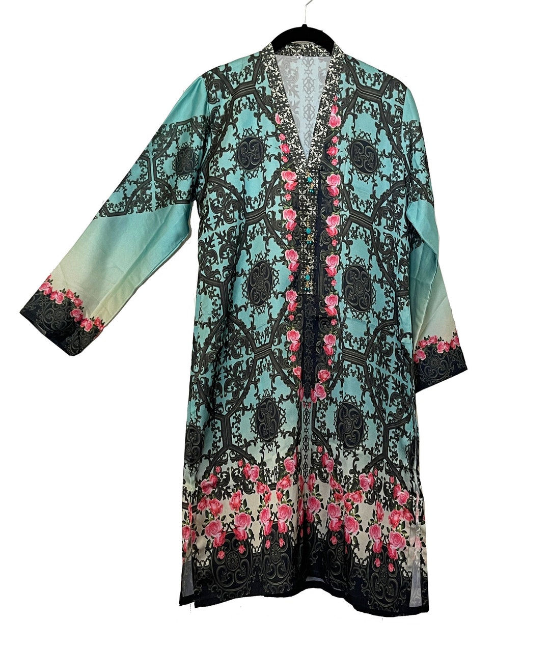Simples Pakistani Printed Blended Silk Blue Color Top Tunics , Kurti ...
