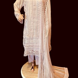 Simples Cotton Net Dress, Suit Embellished With Lace, Semi-formal Wear ...