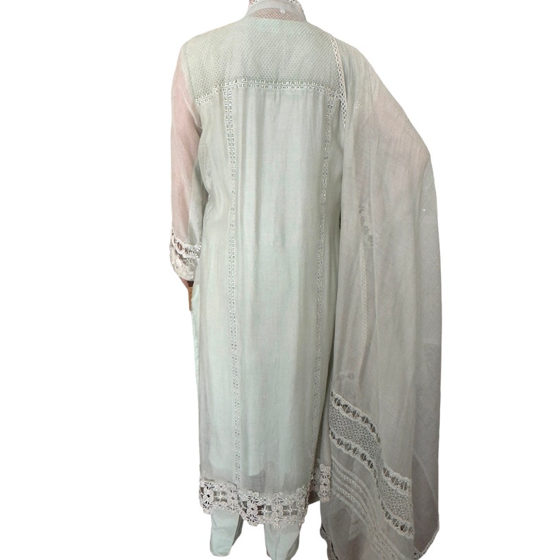 Simples Cotton Net Dress, Suit Embellished With Lace, Semi-formal Wear ...