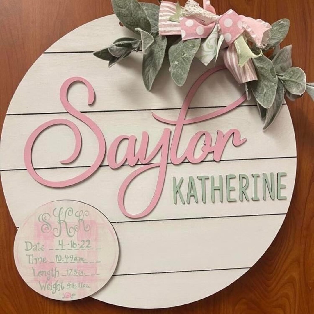 Baby Girl Birth Announcement, Hospital Door Hanger, Newborn Birth, Gift ...