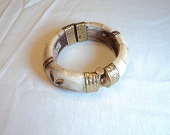 Carved bone bracelet | Etsy