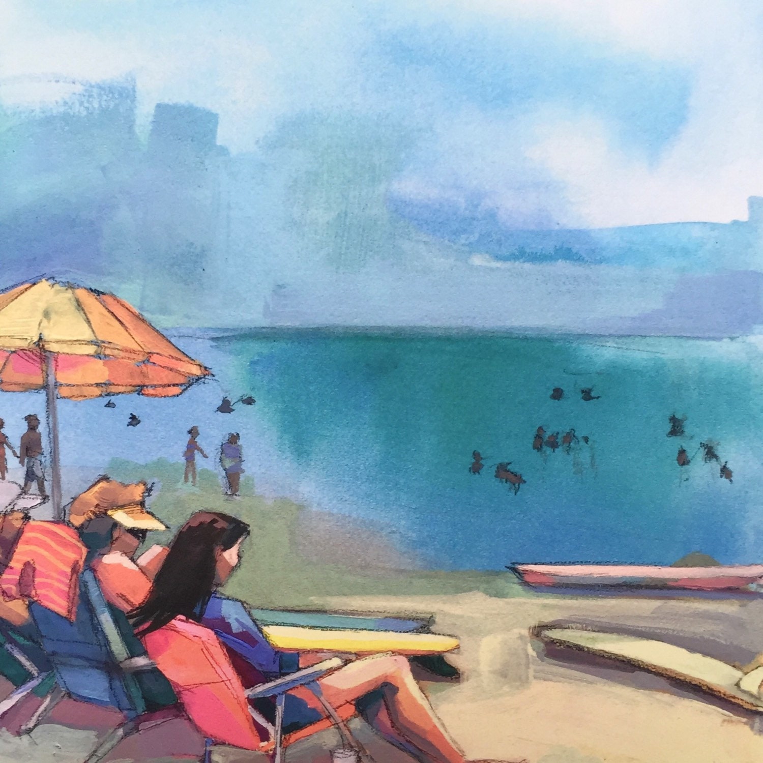 Conversations at Calafia Print. Beach Scene Painting - Etsy