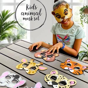 Kids Assorted Animal Masks, Zoo Animals, Birthday Party, Favors - Etsy