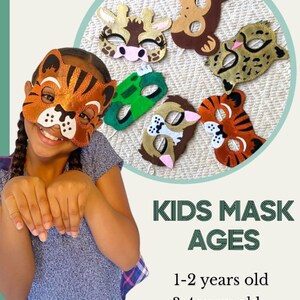 Kids Zoo Animal Party Masks Jugle Party Mask for Kids Lion Kids Party ...