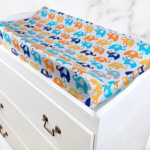Changing Pad Covers Teal and Orange Elephants/gray Chevron - Etsy