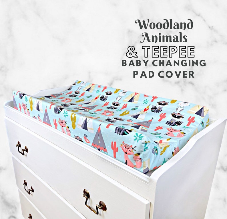 Changing Pad Cover, Woodland Animals & Teepee Nursery, Girl Diaper ...
