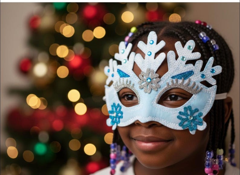 Black Santa & Elf Christmas Mask Set - Holiday Photo Props - Etsy