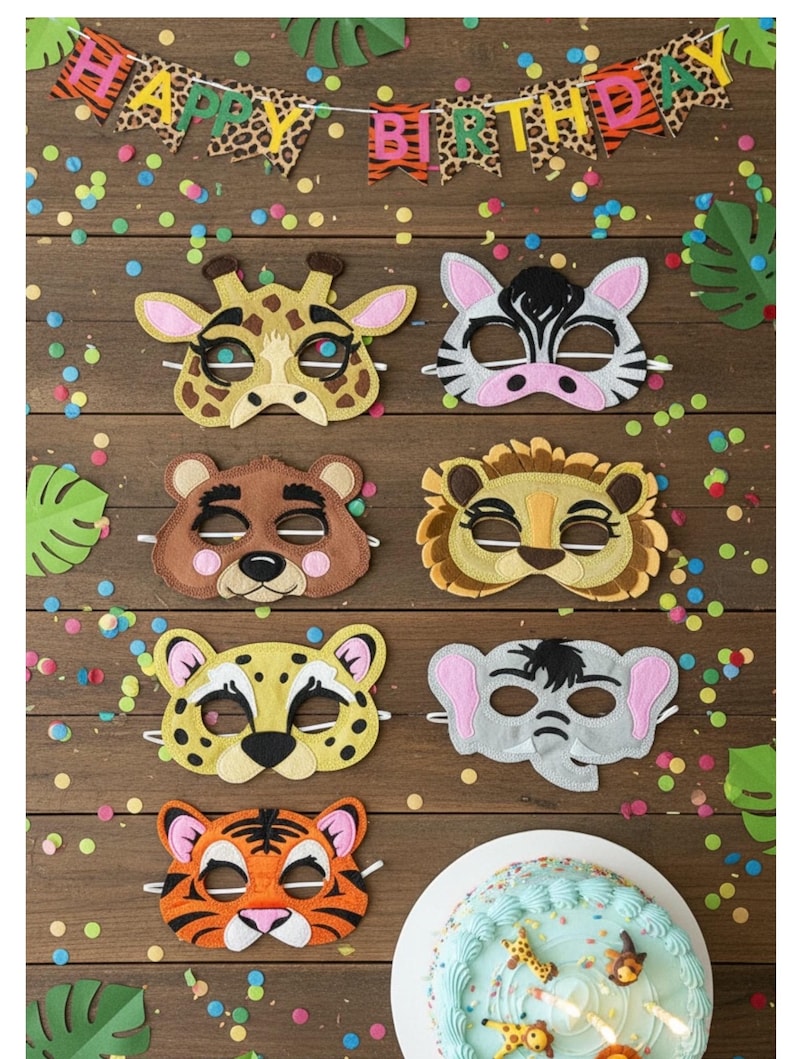 Kids Assorted Animal Masks, Zoo Animals, Birthday Party, Favors - Etsy