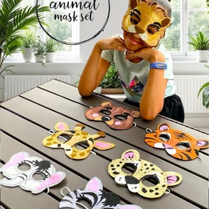 Kids Assorted Animal Masks, Zoo Animals, Birthday Party, Favors - Etsy