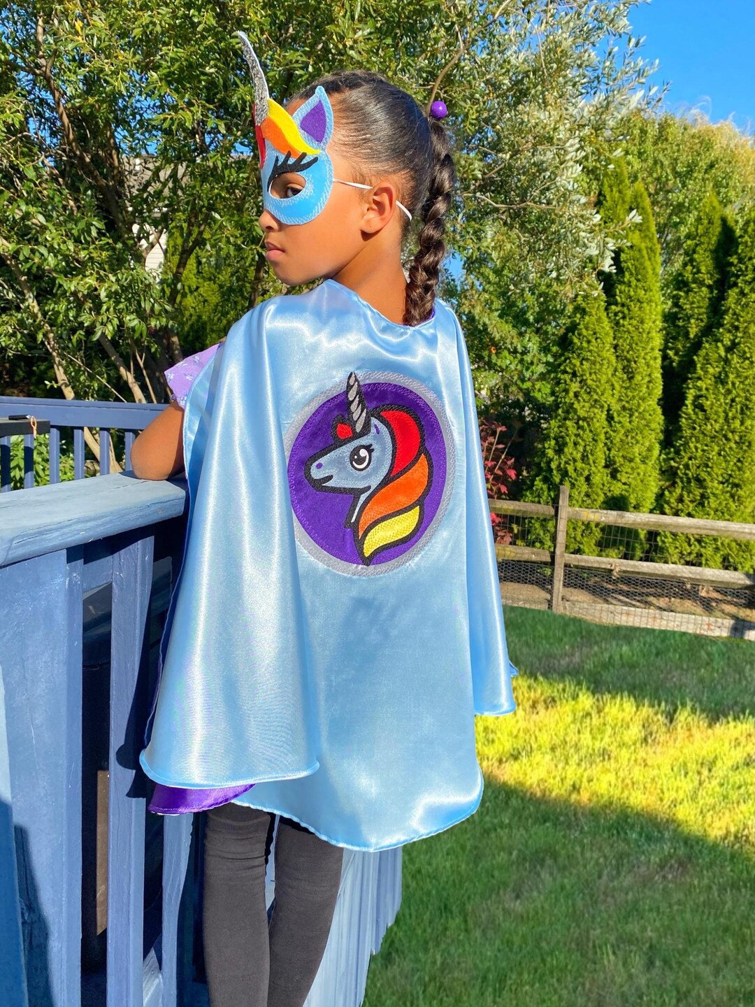 Unicorn Cape and Mask Set for Girls | Light Blue & Purple - Etsy