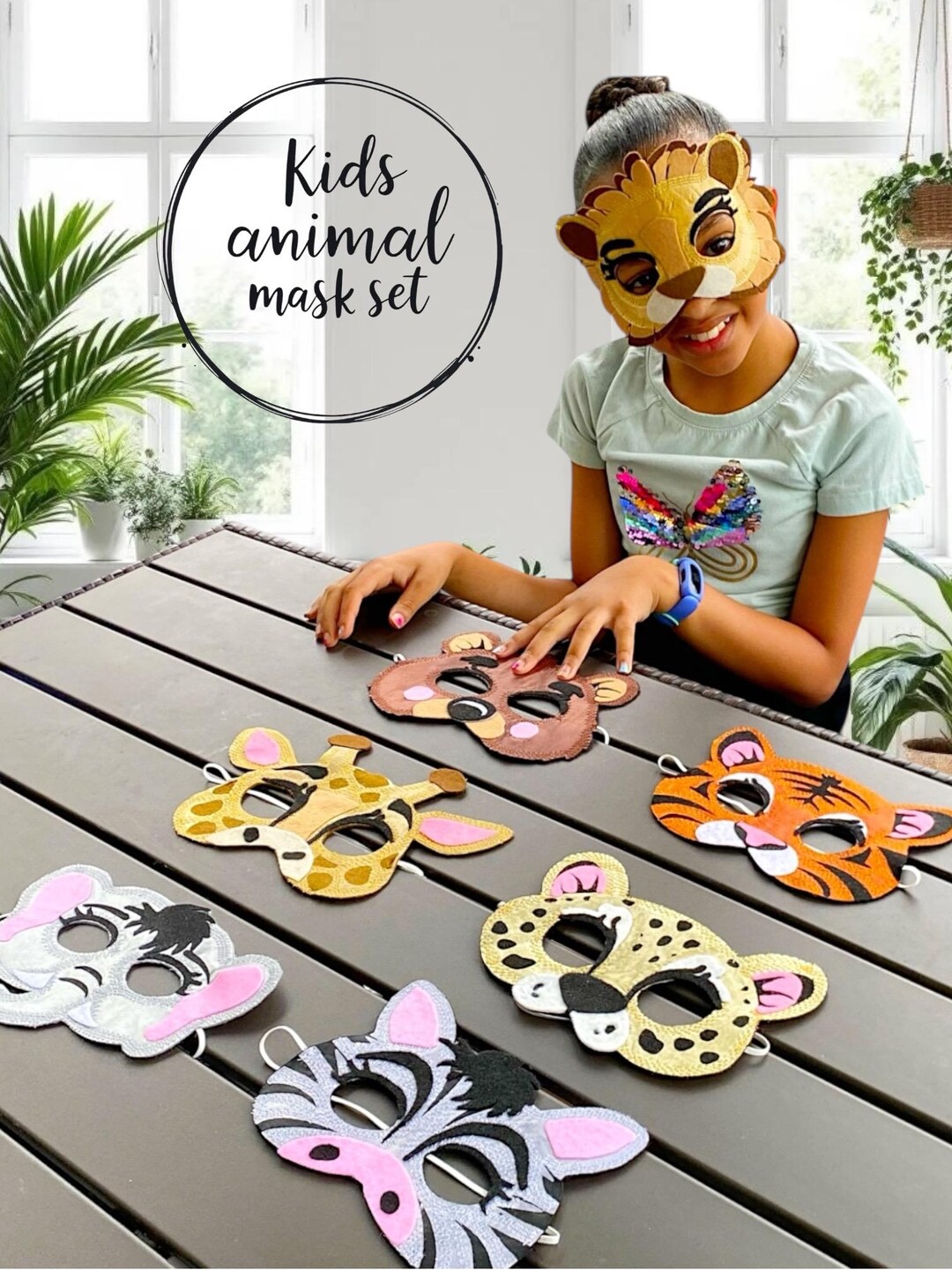 Kids Assorted Animal Masks, Zoo Animals, Birthday Party, Favors - Etsy