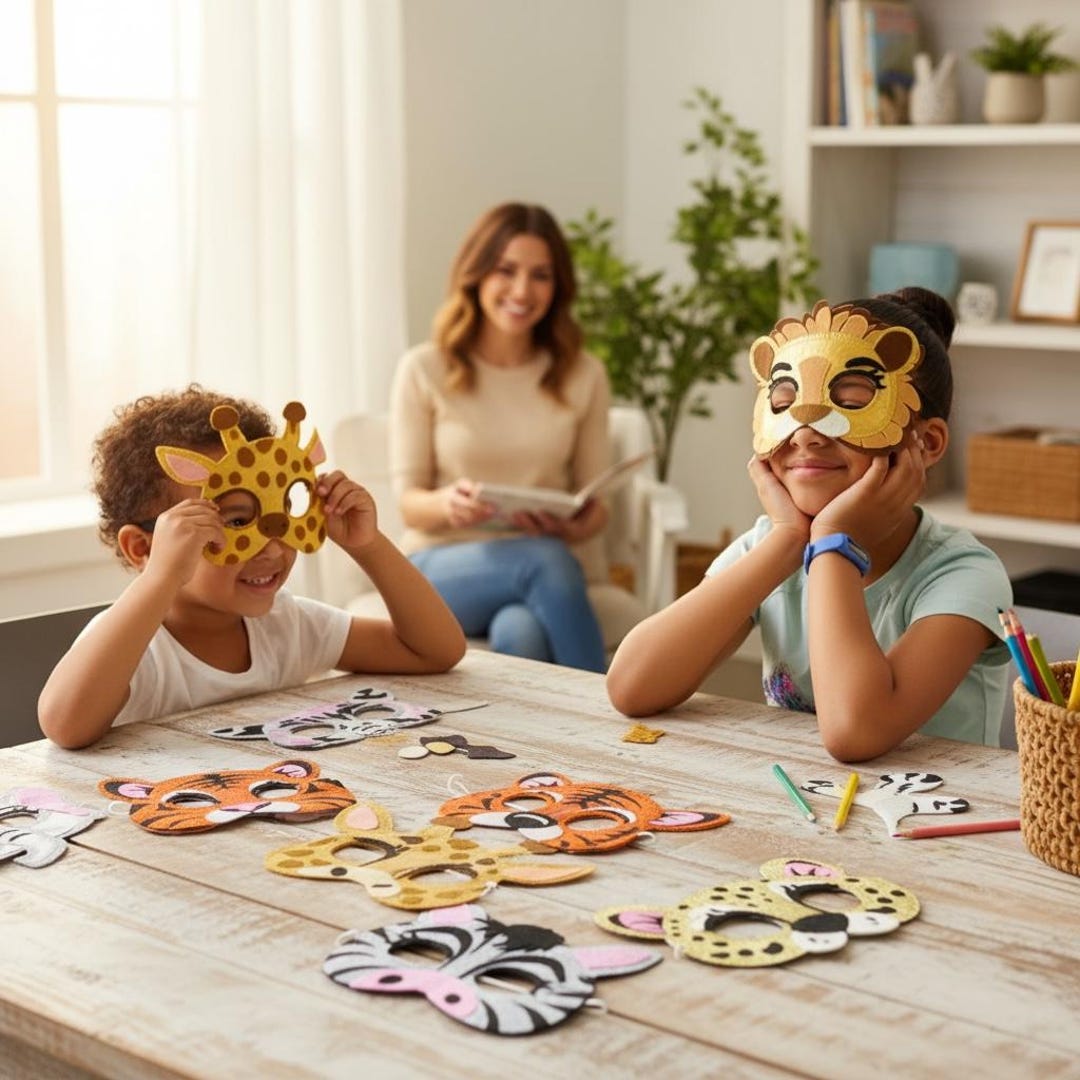 Kids Assorted Animal Masks, Zoo Animals, Birthday Party, Favors - Etsy