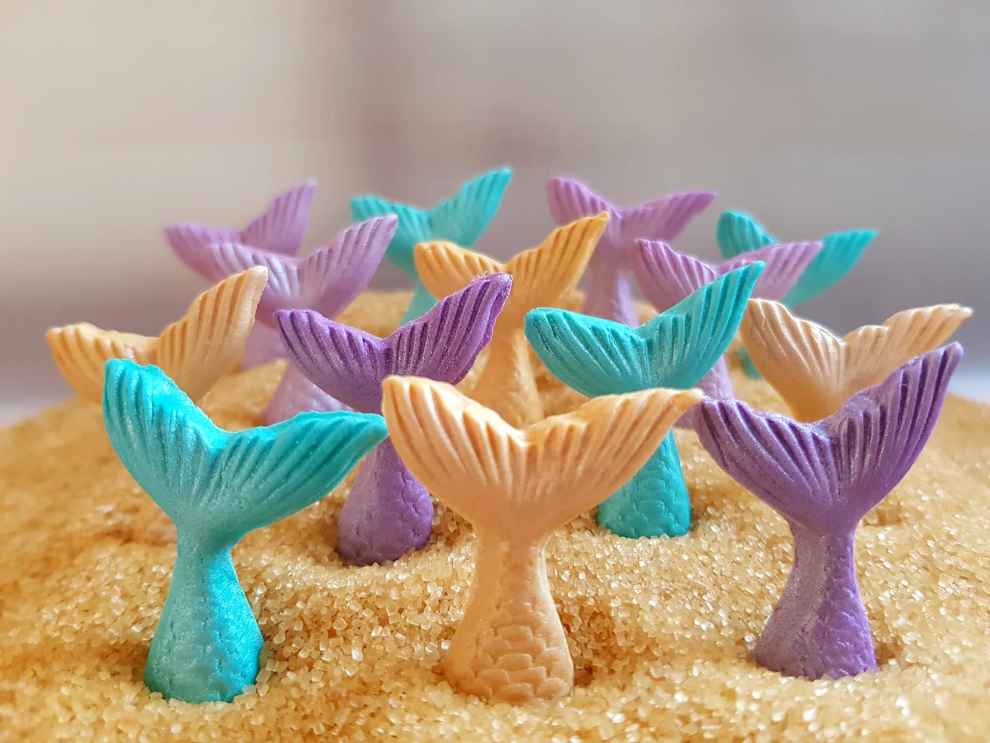 24 Edible Fondant Sugar Mermaid Tails Beach Party Cake Etsy