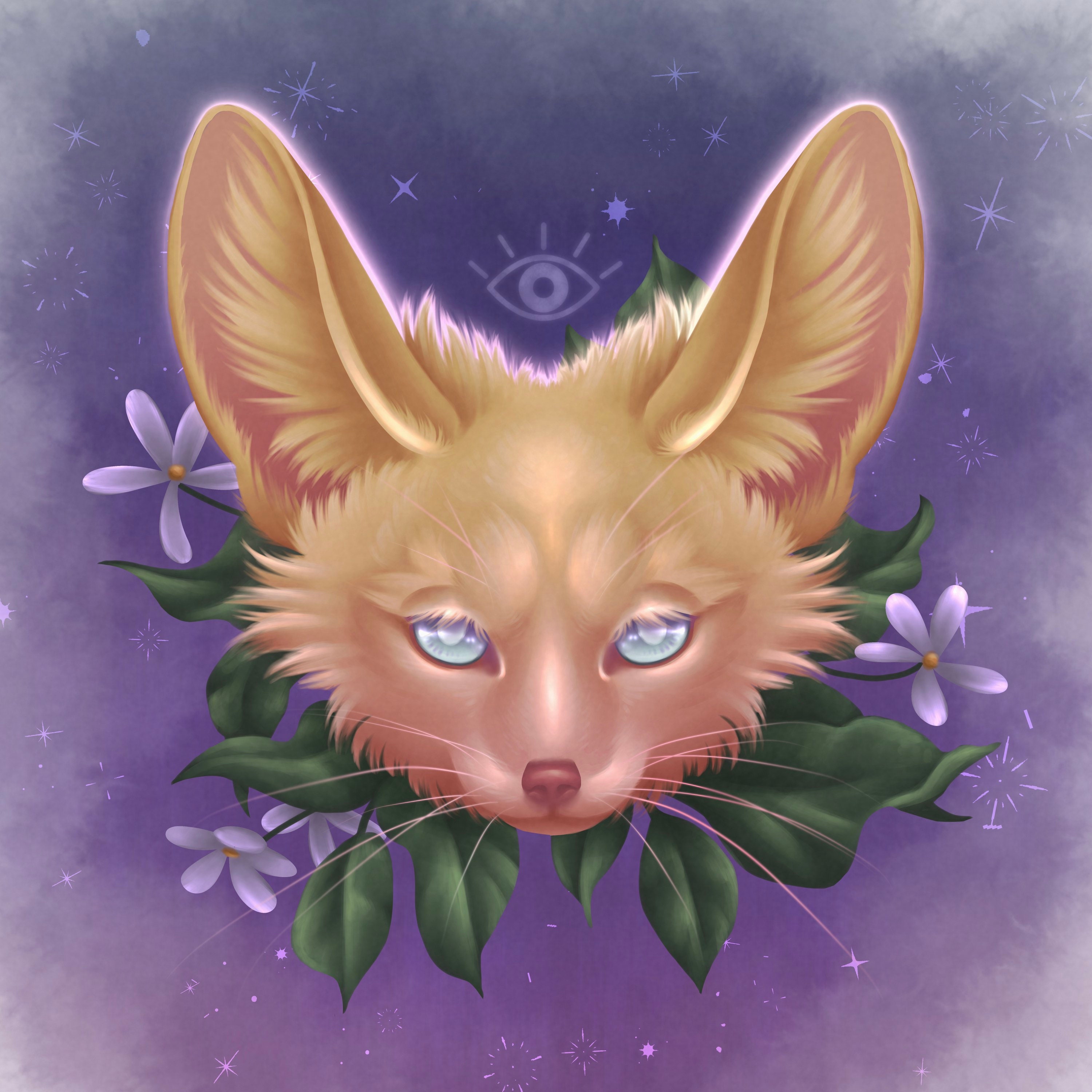 Fennec Fox Art Print evil eye animal illustration | Etsy