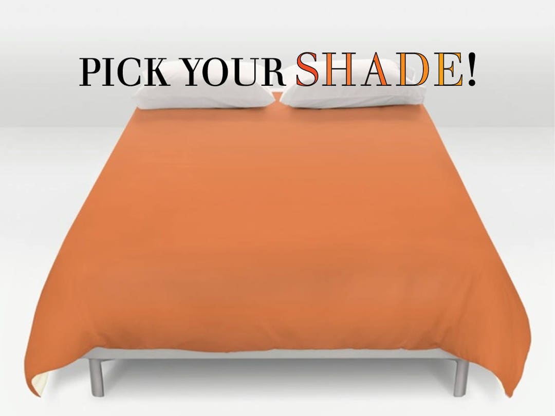 Orange Duvet Cover, Solid Orange Bedding, Dark Orange Bed Spread, Light ...