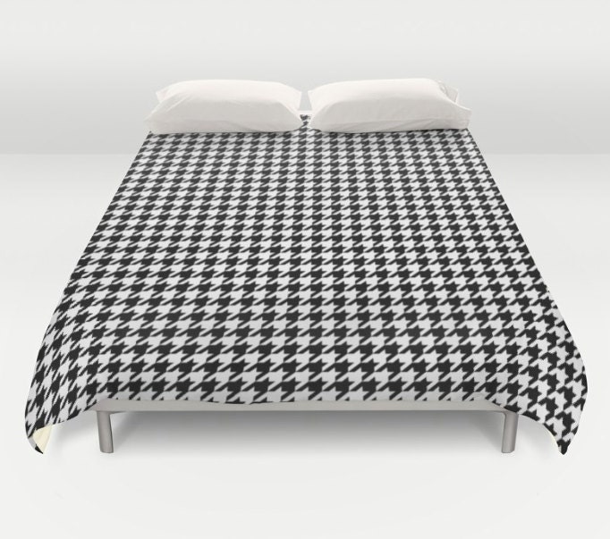 Houndstooth Duvet Cover Modern Bedding Black White - Etsy France