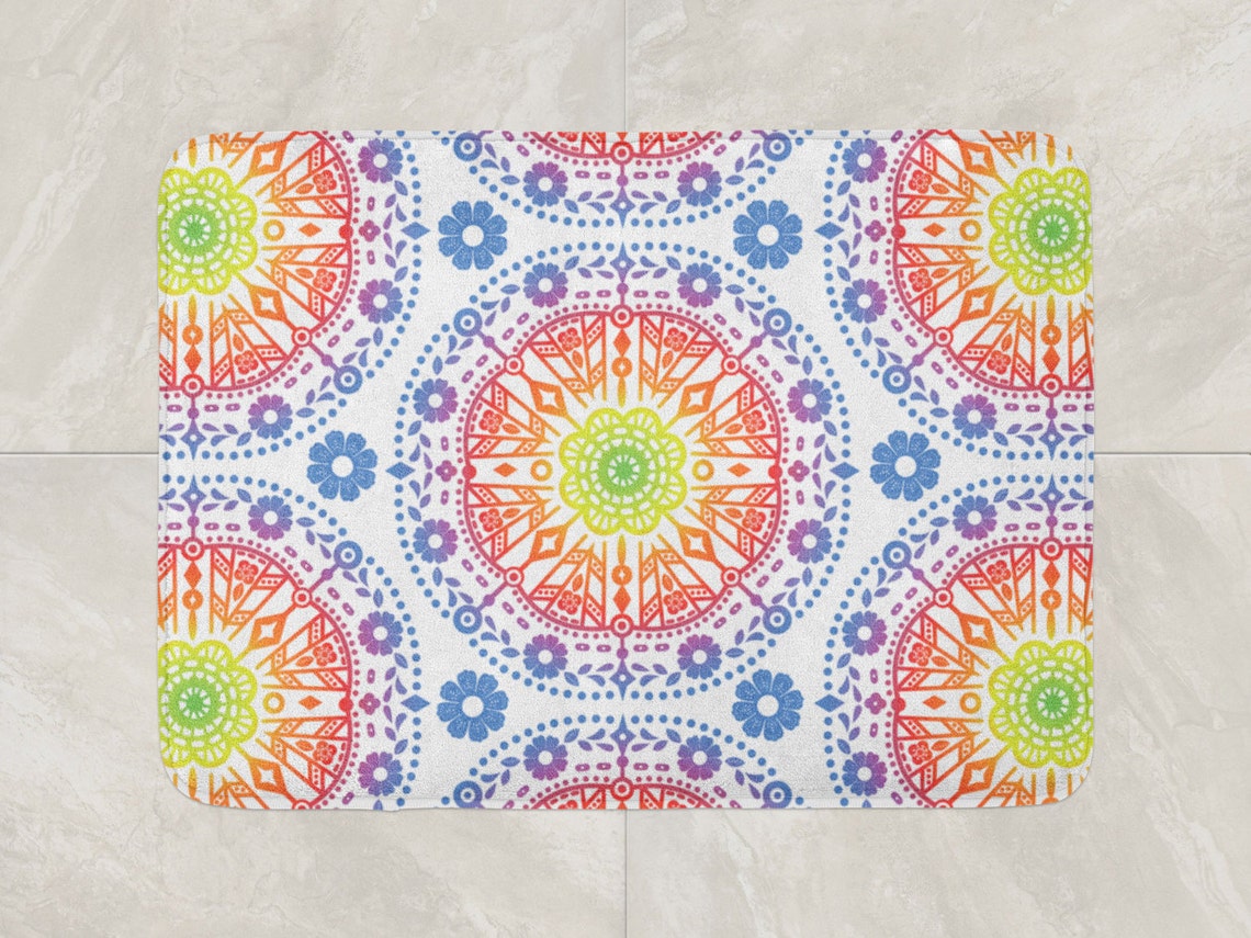Boho Bath Mat Foam Bath Rug Colorful Bath Mat Bohemian - Etsy