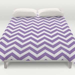 Chevron Duvet Cover, Chevron Bedding, Blue Chevron Coverlet, King Queen ...