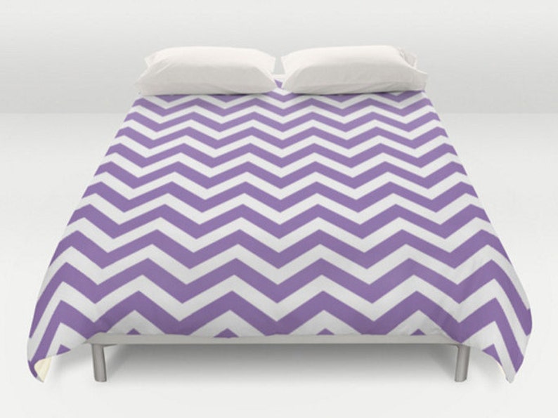 Chevron Duvet Cover, Chevron Bedding, Blue Chevron Coverlet, King Queen ...
