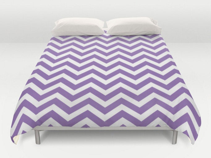 Chevron Duvet Cover, Chevron Bedding, Blue Chevron Coverlet, King Queen ...