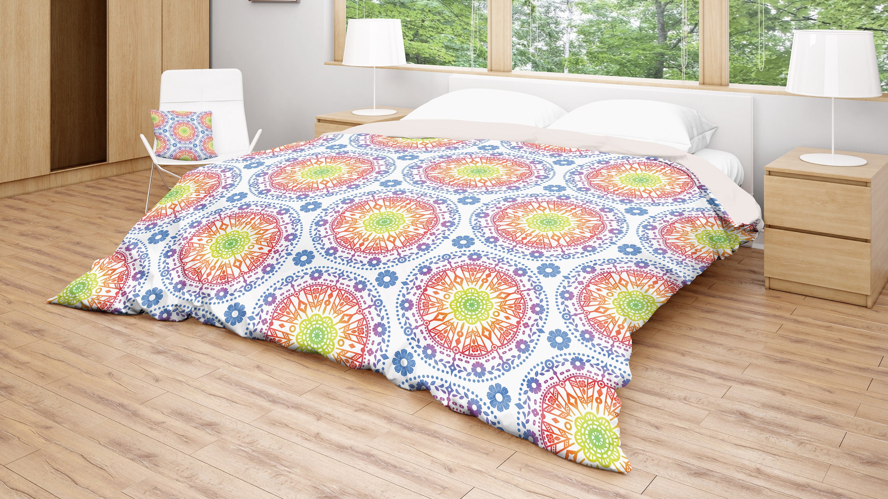 Boho Duvet Cover, Bohemian Bedding, Colorful Bed Cover, Patterned ...