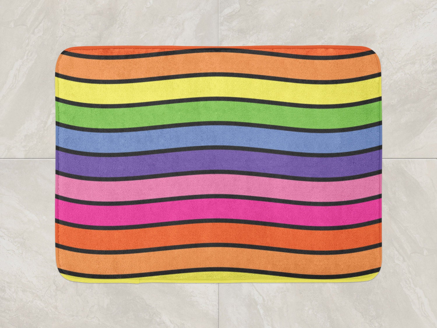 Colorful Bath Mat, Stripes Bath Rug, Foam Bath Rug, Rainbow Bathroom ...