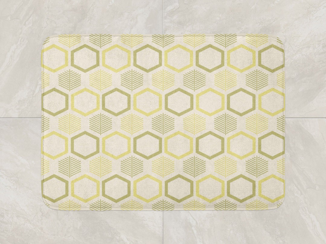 Leaves Bath Mat, Beige Bathroom Decor, Foam Bath Rug, Modern Bath Mat ...