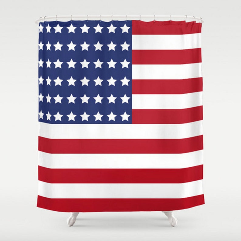 American Flag Shower Curtain, Large Shower Curtain, Stripes Curtain ...