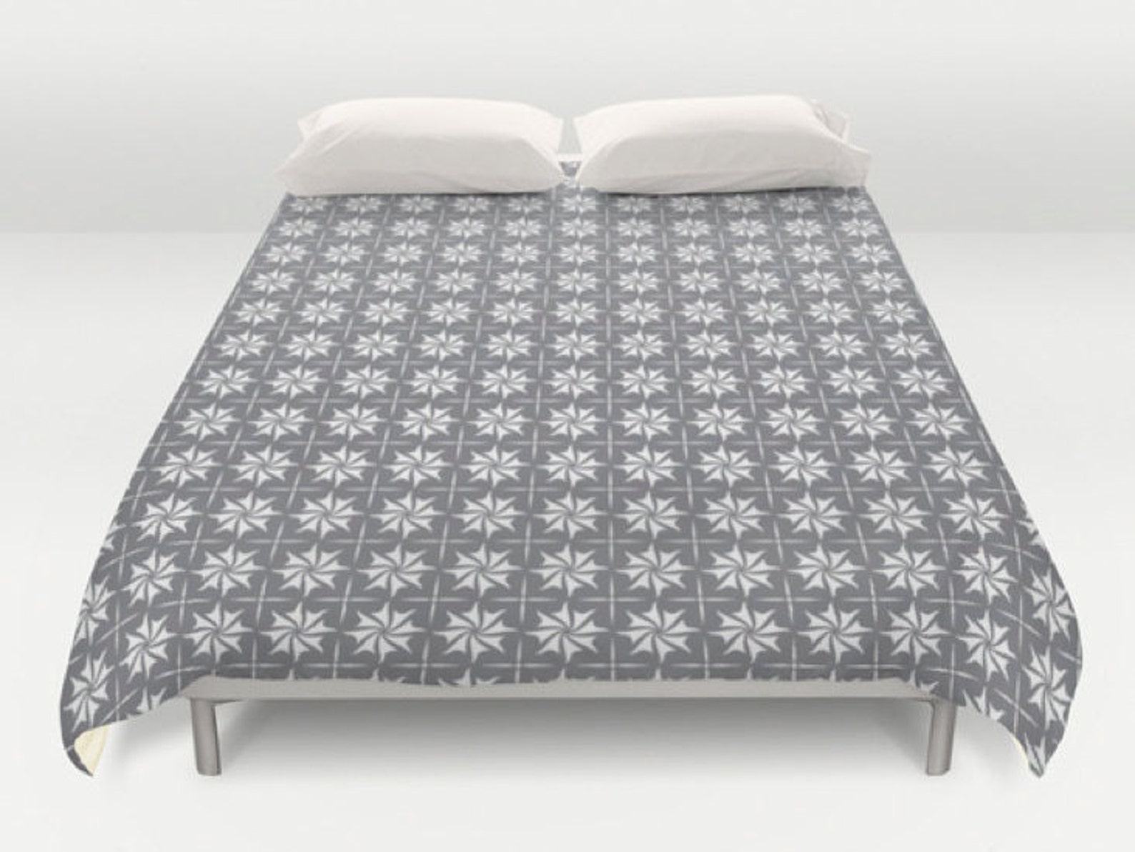 Grey White Duvet Patterned Duvet Cover Geometric Bedding - Etsy España