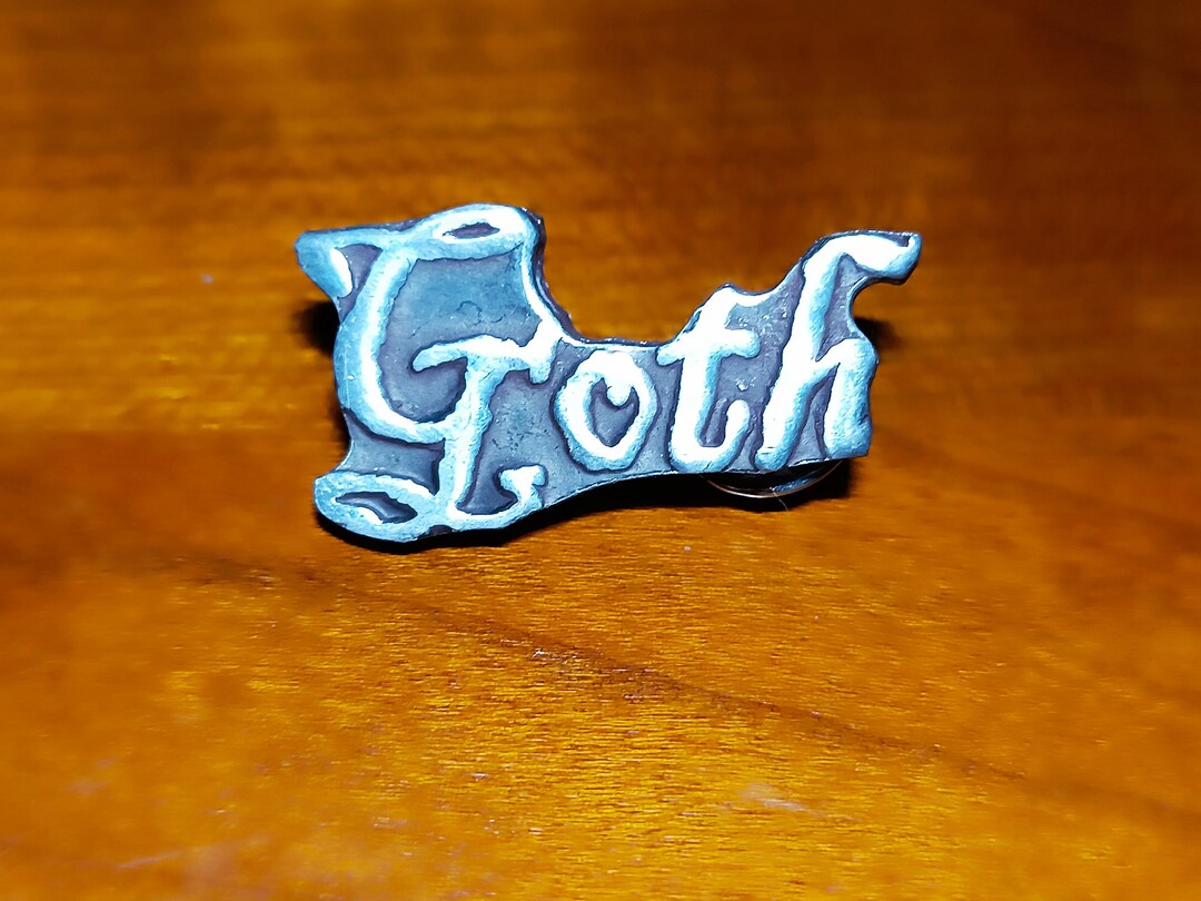 Handcrafted Pewter Word ' Goth ' Gothic Halloween Lapel Pin / Brooch ...