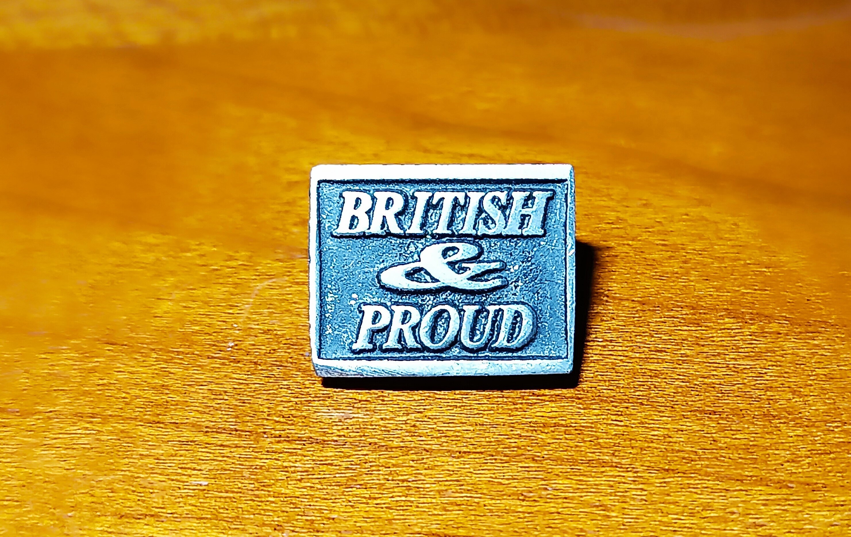 Handcrafted Pewter Word ' British & Proud ' Great Britian Union Jack St ...