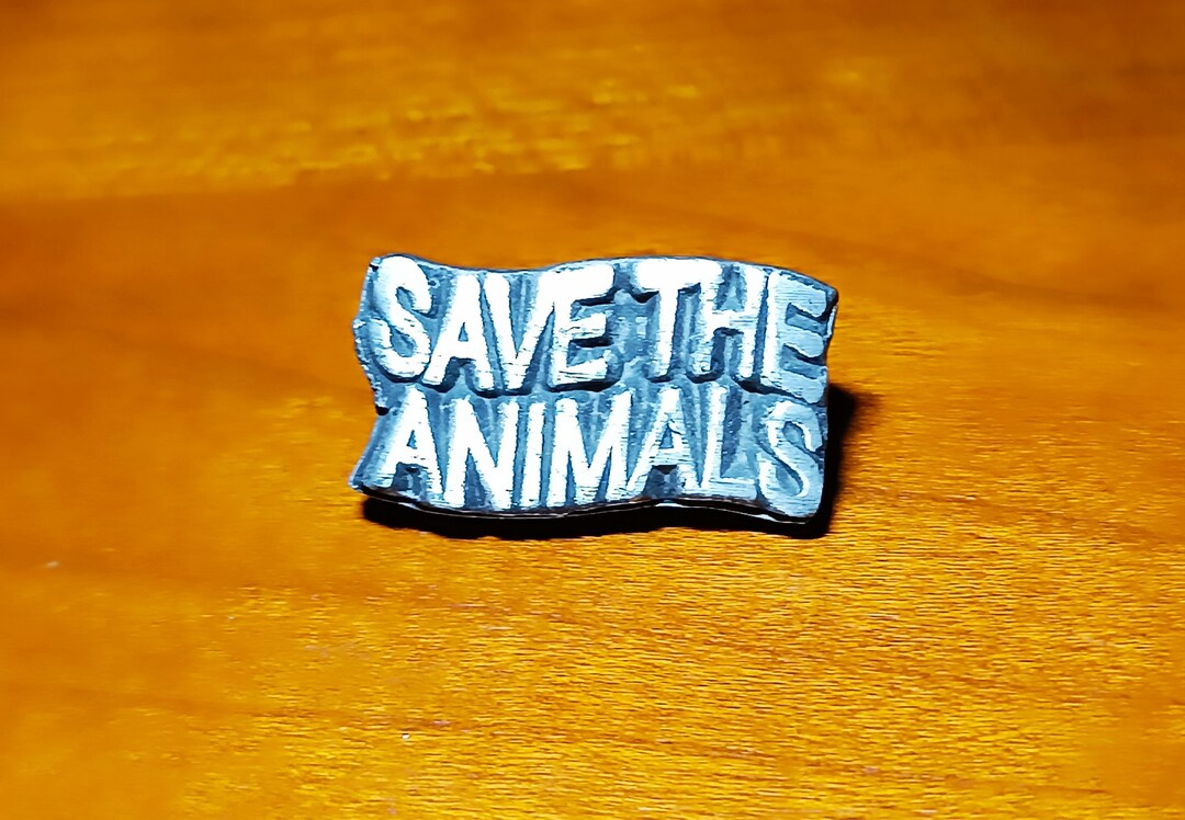 Handcrafted Pewter Word ' Save the Animals ' Pets Animal Wildlife Lapel ...