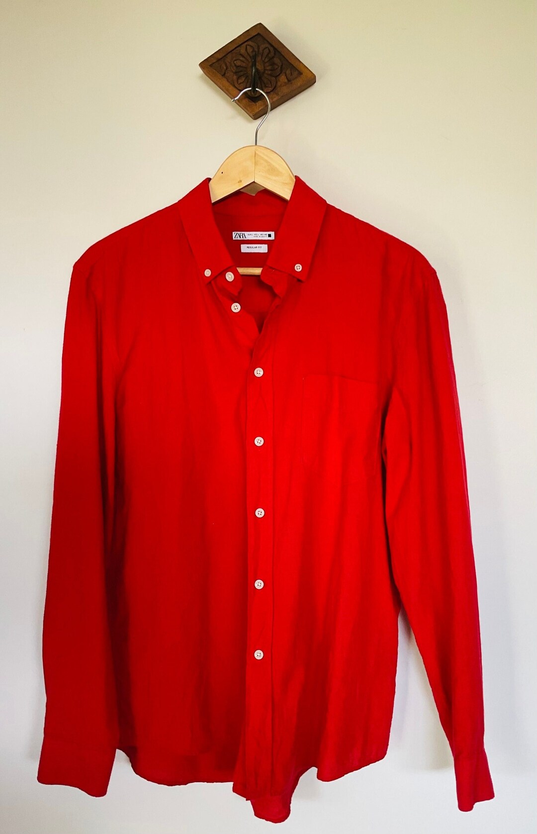 Zara Mens Red Button up Shirt - Etsy