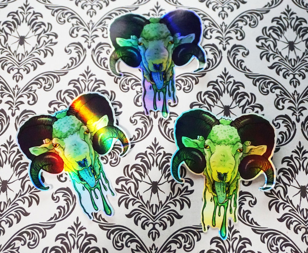 Radioactive Decapitated Ram Head Holographic Sticker - Etsy