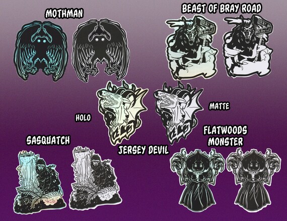 Holographic & Vinyl Cryptid Stickers - Etsy