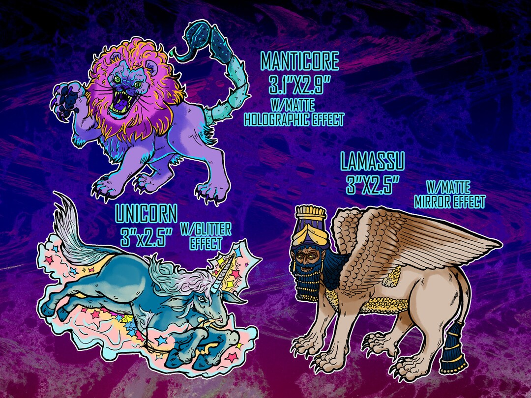 Manticore, Unicorn & Lamassu Stickers - Etsy