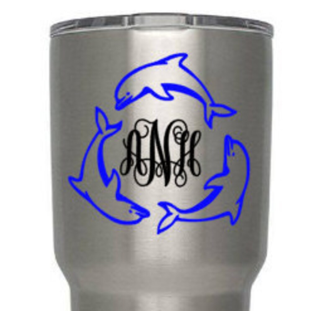 Yeti Custom Decal, Dolphin Monogram, Dolphins, Yeti Rambler, Custom ...