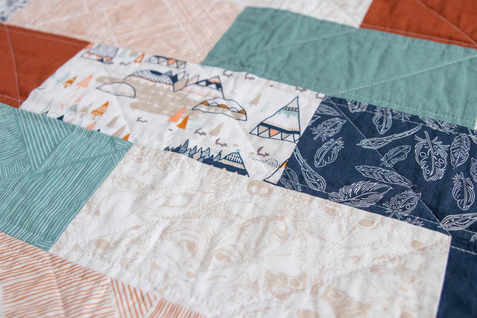 Modern Woodland Baby Quilt, Subway Tile - Etsy
