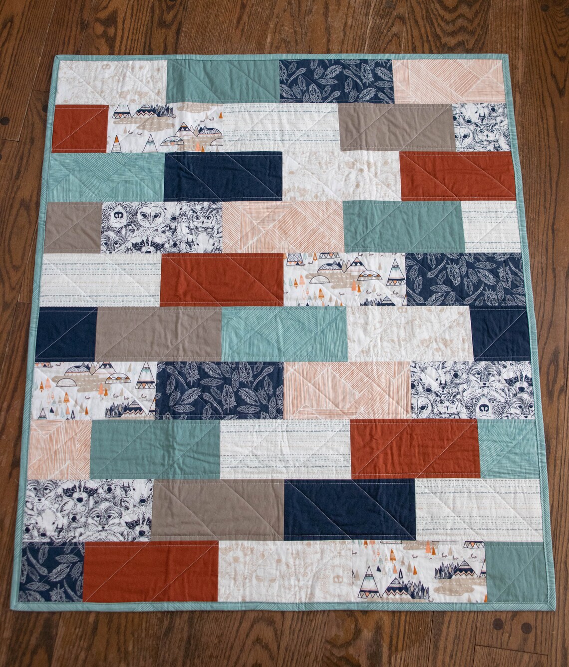 Modern Woodland Baby Quilt, Subway Tile - Etsy