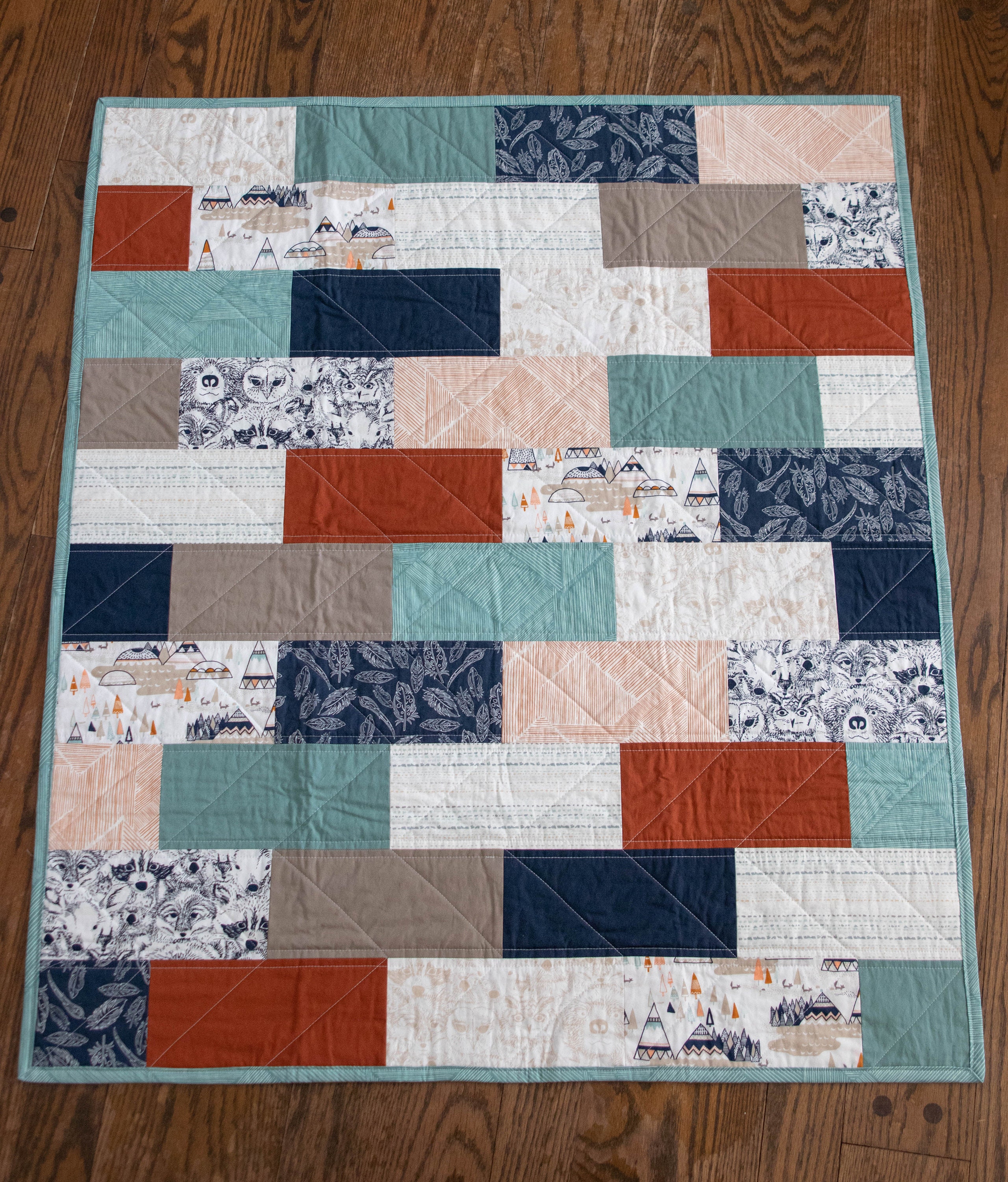 Modern woodland baby quilt, subway tile - Etsy.de