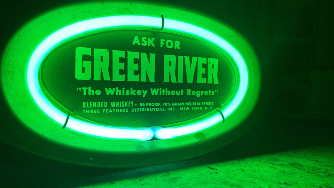 Antique Green River Whiskey Neon Cash Register Lackner Sign - Etsy