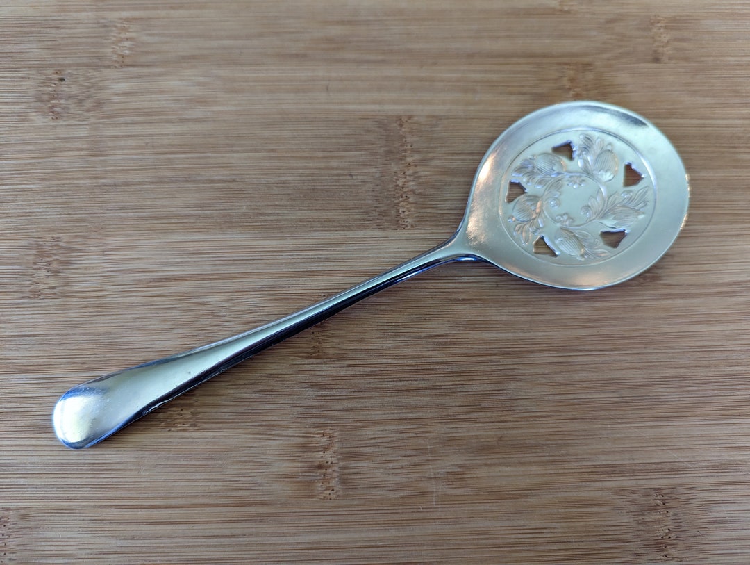 Vintage LEONARD Silver Holiday Pierced Tomato Server/slotted Spoon 8 1/ ...