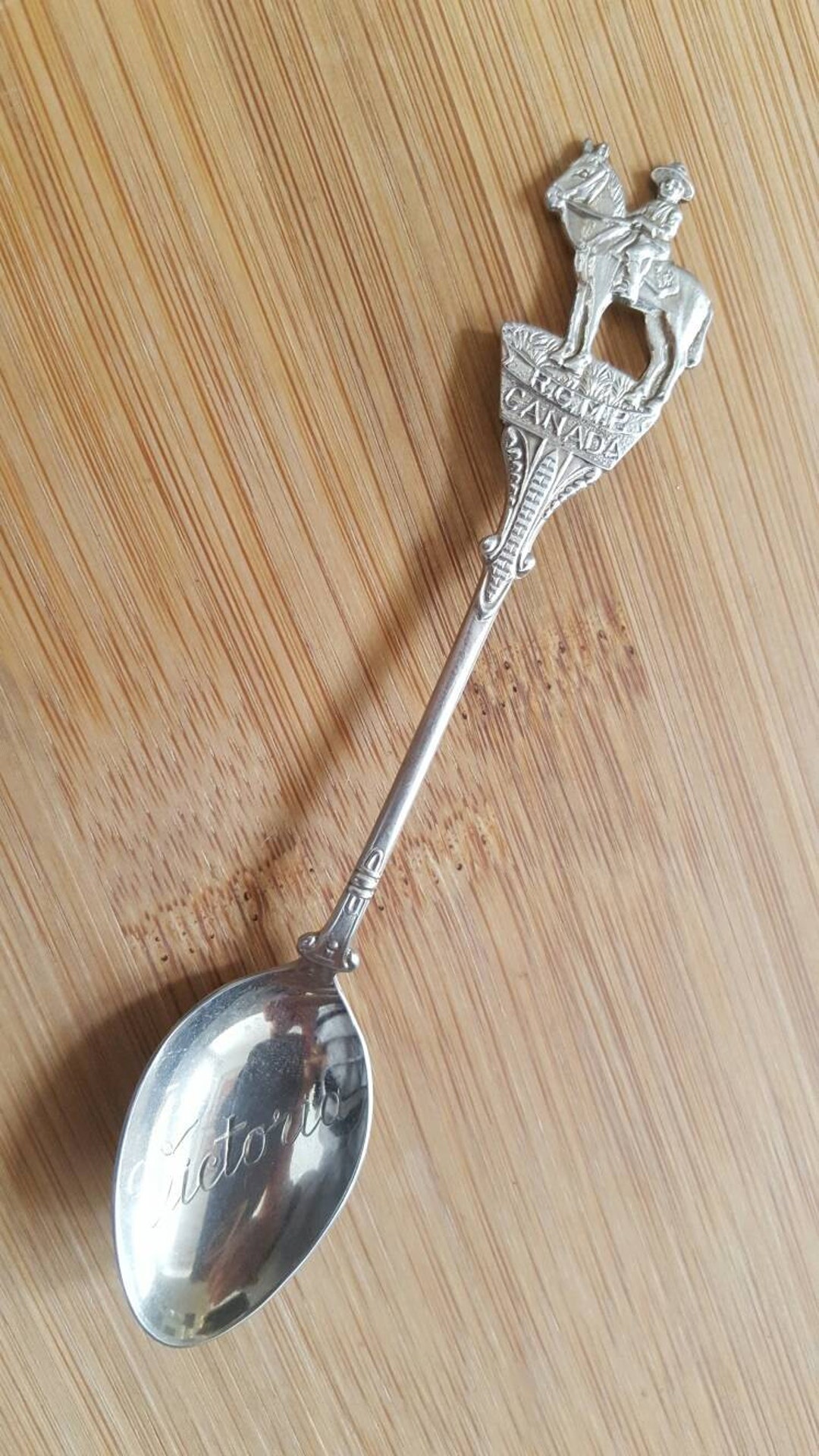 Vintage Collectible R. C. M. P. VICTORIA CANADA Silver Souvenir Spoon 4 ...
