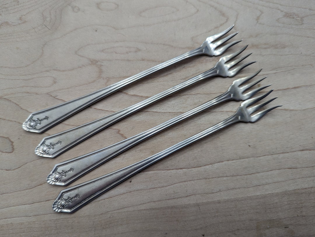 Antique SIMPSON Nickel Silver Floral Ornate Seafood/cocktail Fork 5 5/8 ...