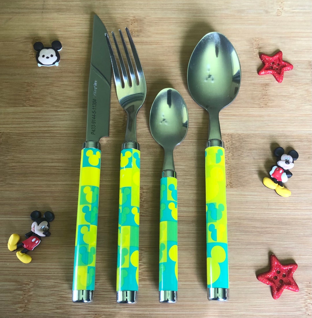 Vintage Collectible DISNEY Stainless MICKEY MOUSE Themed 4 Piece Youth ...