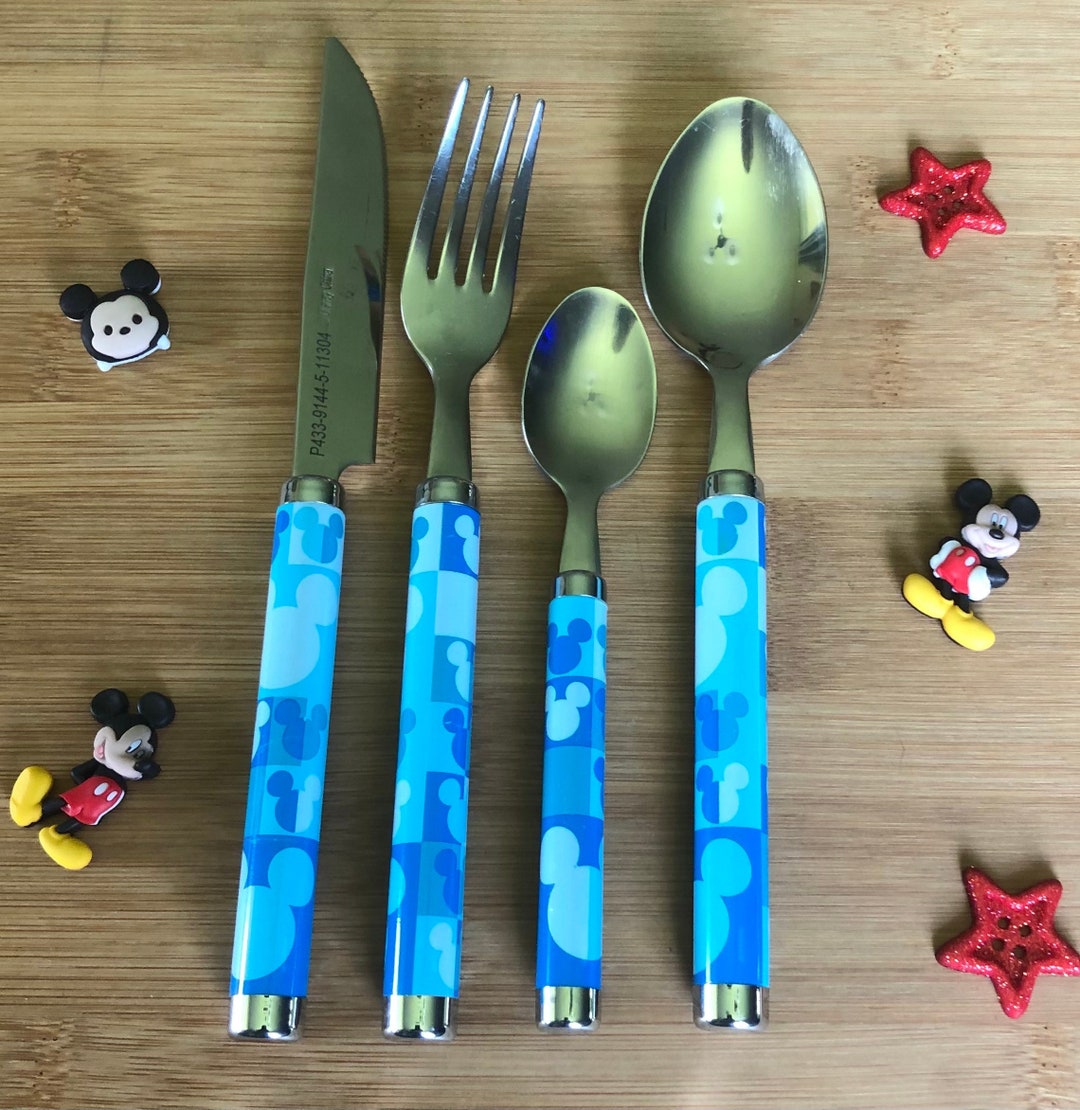 Vintage Collectible DISNEY Stainless MICKEY MOUSE Themed 4 Piece Youth ...