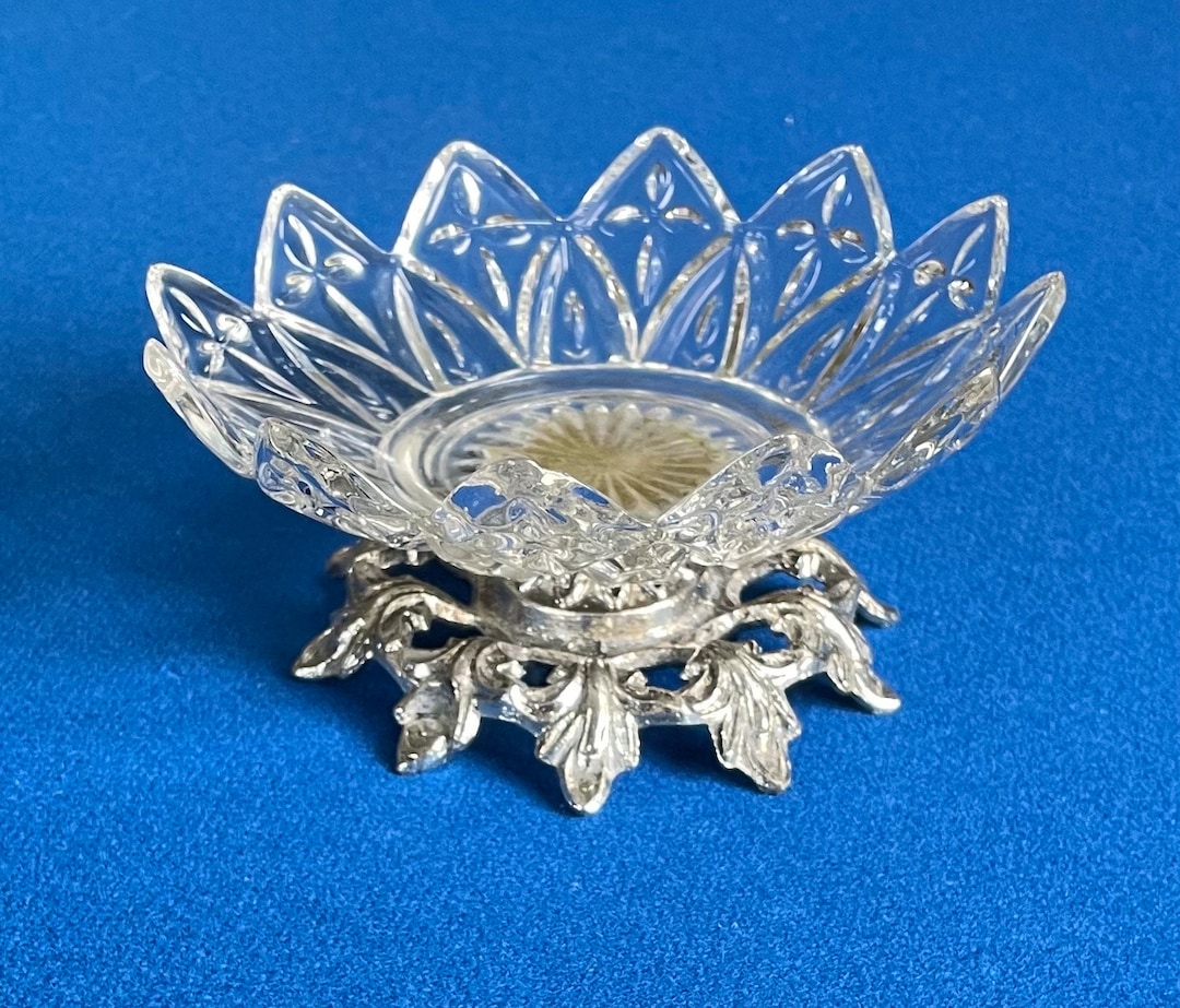 Gorgeous Vintage GEM ACC Silver Crystal Cut Glass W/silver Repousse ...